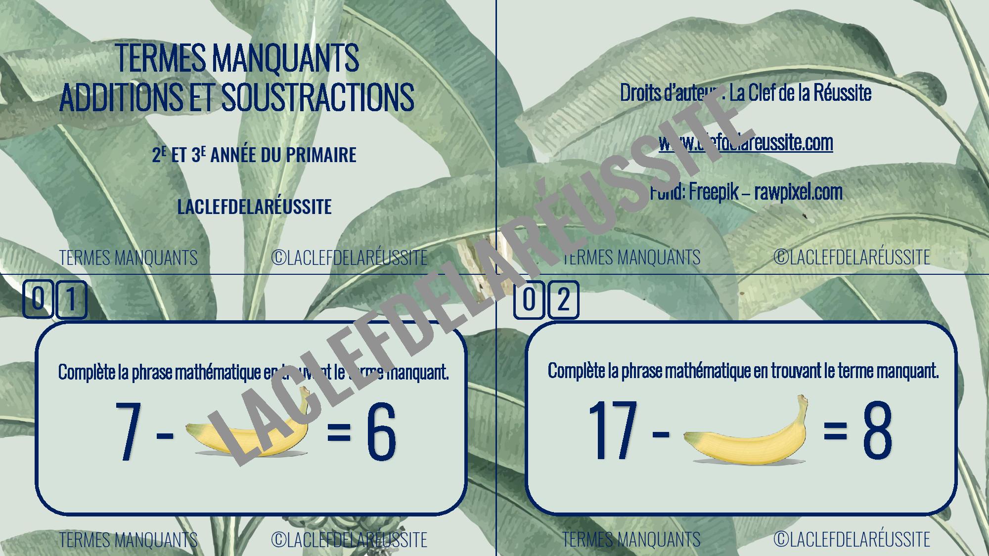 TERMES MANQUANTS - CARTES À TÂCHES - La Clef de la Réussite